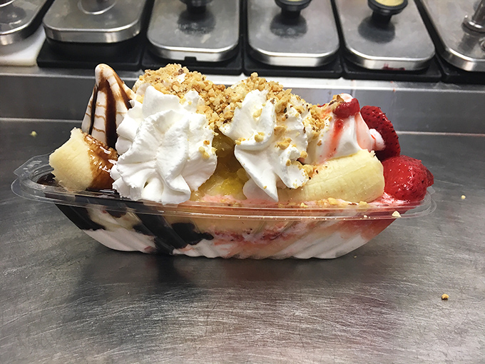 The banana split finale that proves great meals deserve equally great endings, complete with all the classic toppings.