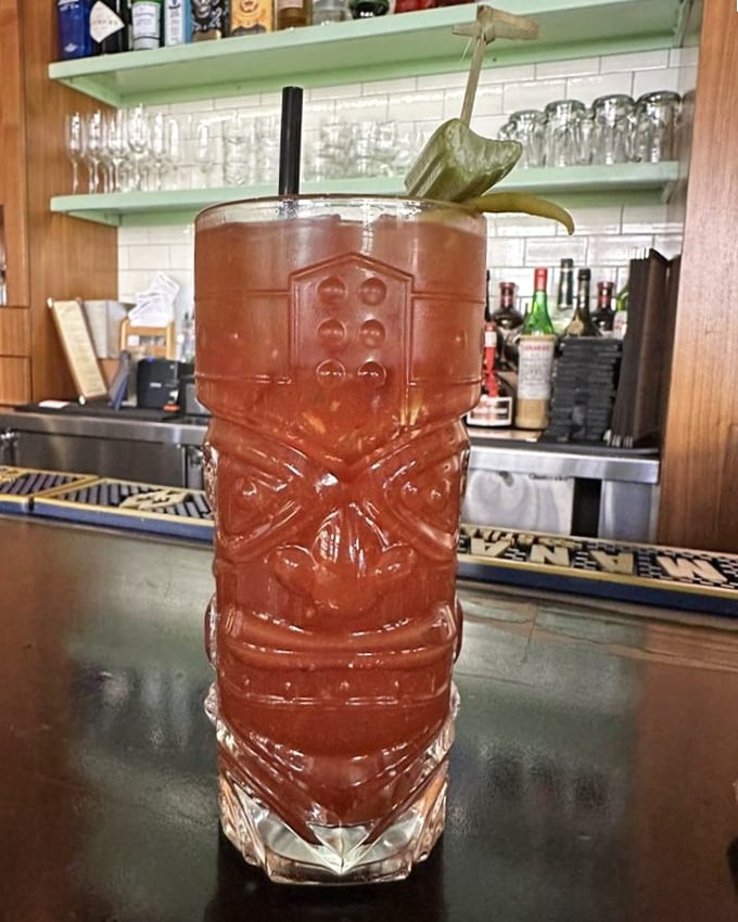 This isn't just a Bloody Mary&mdash;it's a work of art in a tiki glass. Spicy, savory, and strong enough to make your Sunday brunch memorable.