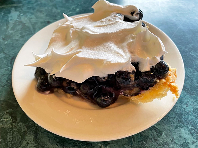 Blueberry meringue pie that strikes the perfect balance between sweet and tart&mdash;a dessert worthy of the stretchy pants you wisely wore today.