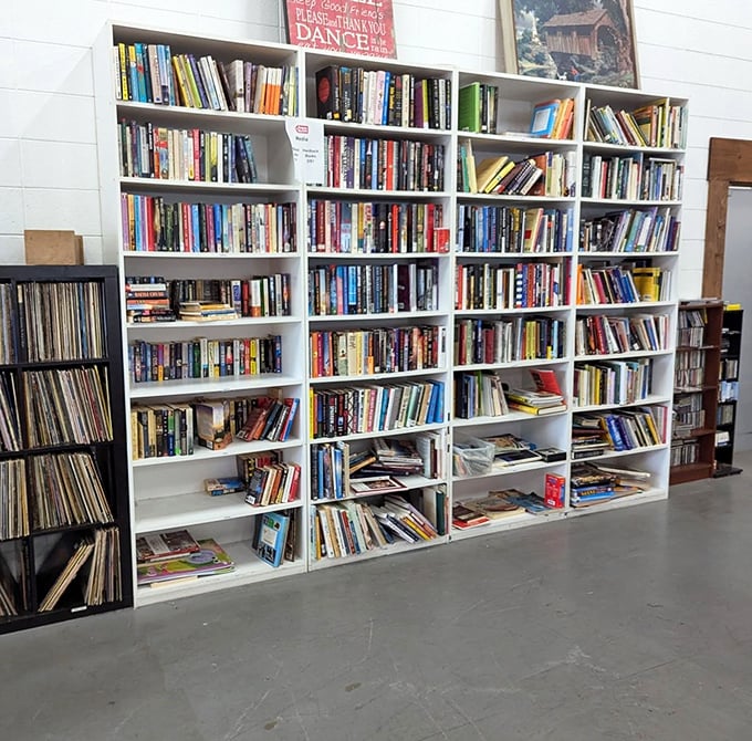 A library of possibilities where dog-eared paperbacks and hardcover classics await new readers. Literary adventures for pocket change.