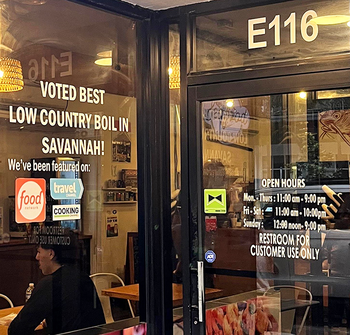 The window tells the story - voted best Lowcountry boil and featured on national television.