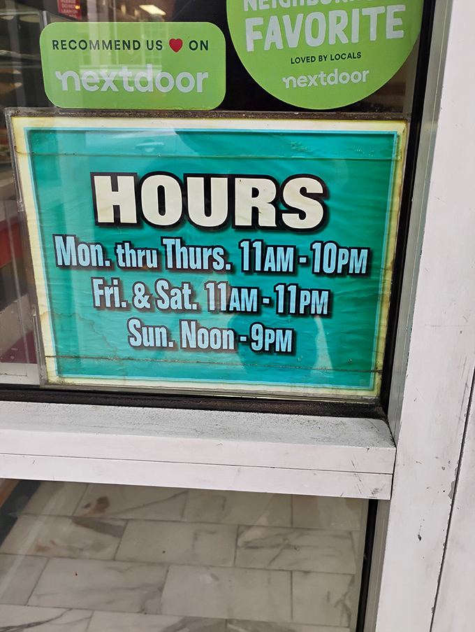 Hours posted like a promise of happiness &ndash; they're open when you need them most, which is always.