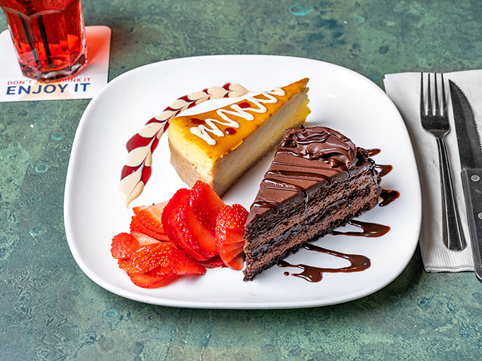 Life's important questions answered: Why choose between cheesecake and chocolate cake when you can have both on one glorious plate?