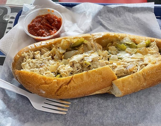 The chicken Philly&mdash;proof that sometimes the understudy deserves just as much applause as the headliner, especially with those saut&eacute;ed onions and peppers.