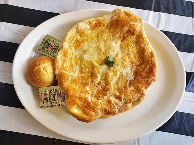 Chicken pot pie that looks like someone captured Sunday dinner and wrapped it in pastry &ndash; pure edible nostalgia.