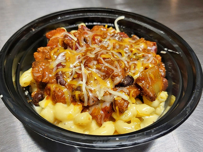 Chili mac that bridges the gap between childhood nostalgia and grown-up indulgence&mdash;topped with enough meat to make it a meal in itself.