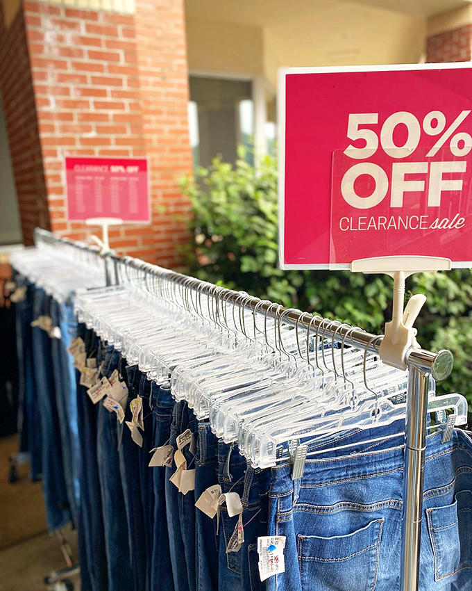 The clearance rack: where patience and persistence pay off with 50% more savings and 100% more shopping satisfaction.
