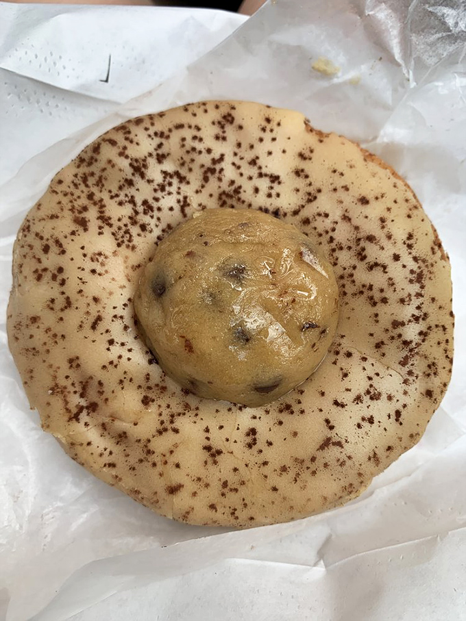 Cookie dough center peeking through a coffee-infused glaze, proving that breakfast and dessert are really just social constructs anyway.