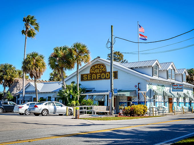 Conchy Joe's white clapboard exterior and seafood sign are the Florida equivalent of "if you know, you know." Locals' secret, tourists' discovery.