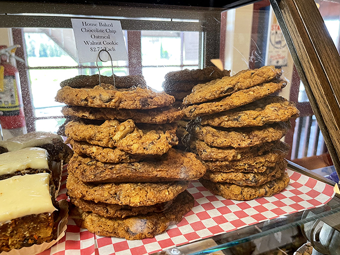 These aren't just cookies—they're hubcap-sized discs of happiness that make excellent souvenirs. If they make it to the car, that is.