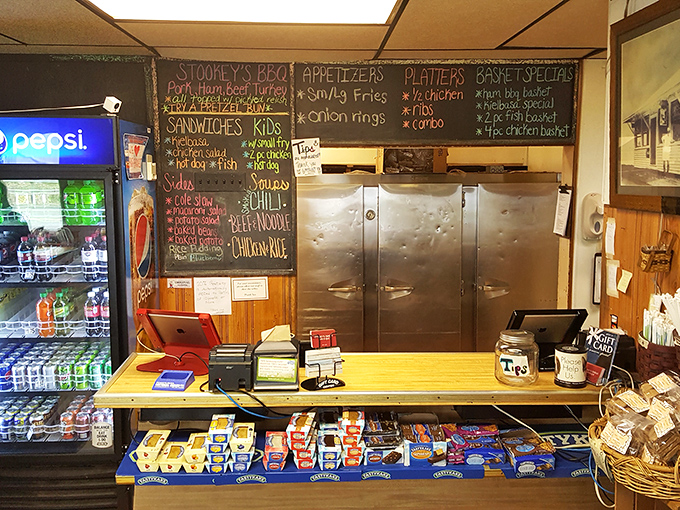 Where orders are placed and barbecue dreams come true. The chalkboard menu and no-nonsense counter speak to Stookey's straightforward philosophy: great food, no fuss.