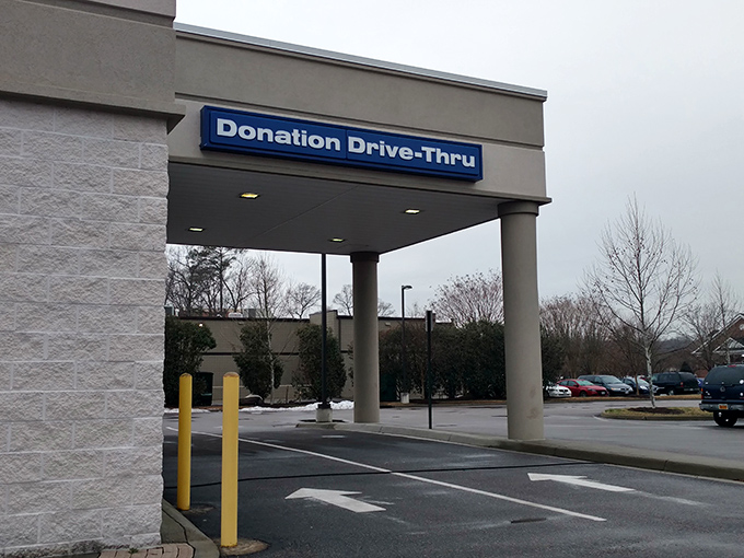 The donation drive-thru: where the circle of thrifting begins. Your decluttering becomes someone else's discovery in this elegant exchange of stuff and stories.