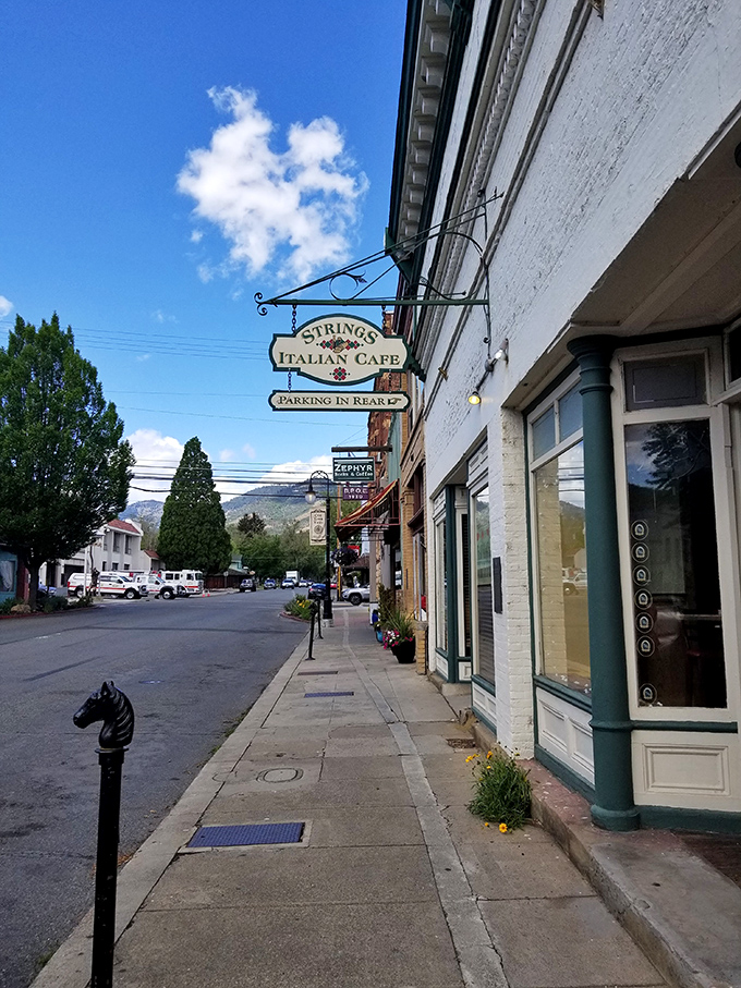 Strings Italian Cafe beckons hungry visitors with the promise of pasta and mountain views &ndash; small-town dining with big-hearted flavor.