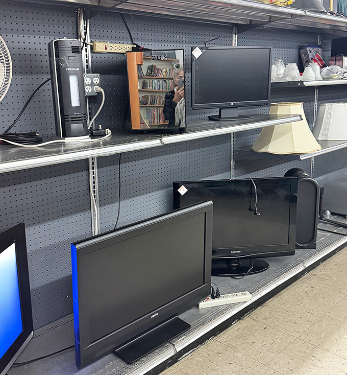 The electronics section: where slightly outdated technology finds new appreciation from budget-conscious binge-watchers and tech tinkerers.