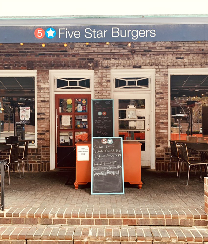 The entrance promises what the interior delivers: unpretentious excellence. That chalkboard menu is like a preview of coming attractions.