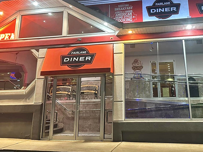 The illuminated entrance promises what every great diner should: a warm welcome and the comfort of knowing some things never change.