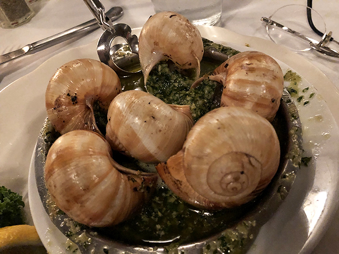 Escargot that would make a Frenchman weep with joy&mdash;buttery, garlicky little morsels of heaven that are worth conquering any culinary fears.