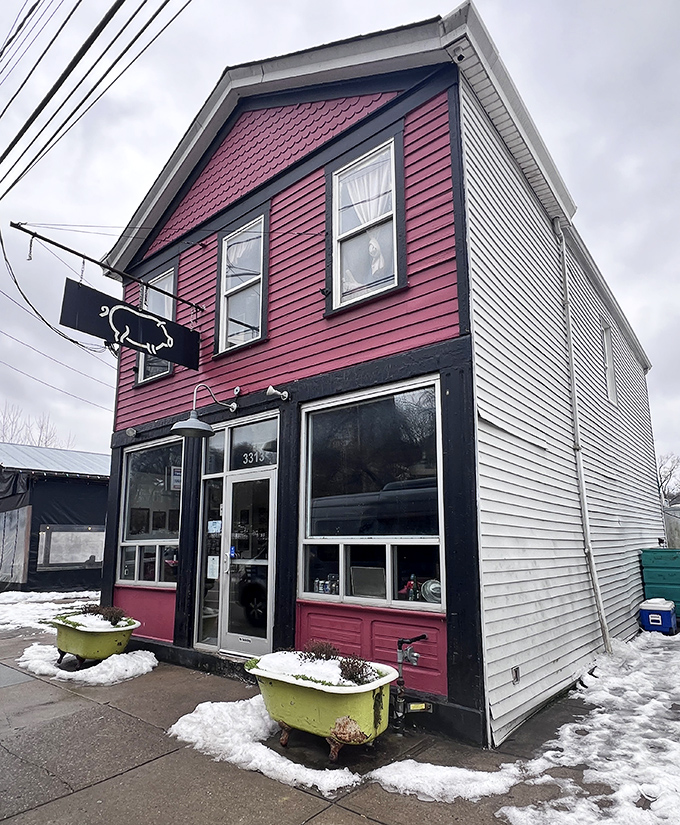 The unassuming exterior of Eli's original location &ndash; proof that the best food often hides in buildings your GPS might make you drive past twice.