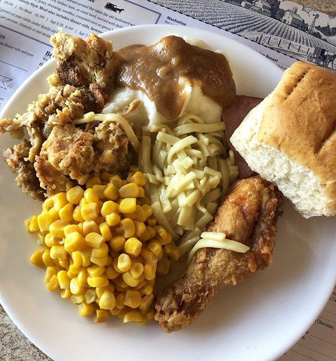 A plate loaded with such abundance it makes you wonder if the Amish know something about portion control that the rest of us don't.