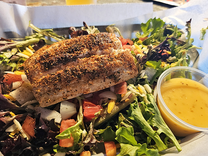 The blackened fish salad - Florida's clever way of making you feel virtuous while still indulging in what you really came for.