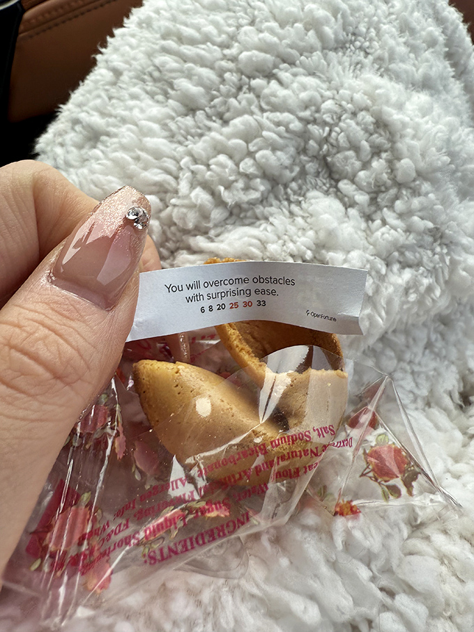 The ultimate buffet souvenir&mdash;a fortune cookie promising good things ahead. After a meal this satisfying, who wouldn't believe in a bright future? 