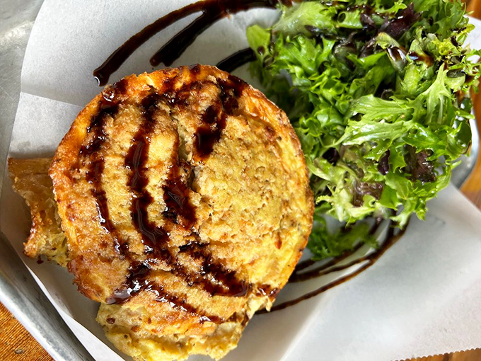This isn't your grandmother's quiche&mdash;unless your grandmother was a culinary genius. The golden disk drizzled with balsamic sits beside fresh greens like edible art.