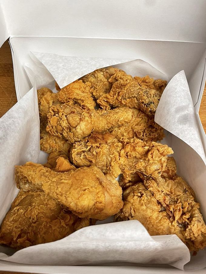 Golden, crispy, and unapologetically old-school&mdash;this fried chicken doesn't need fancy plating when it's dressed in a perfect crunchy coating. 