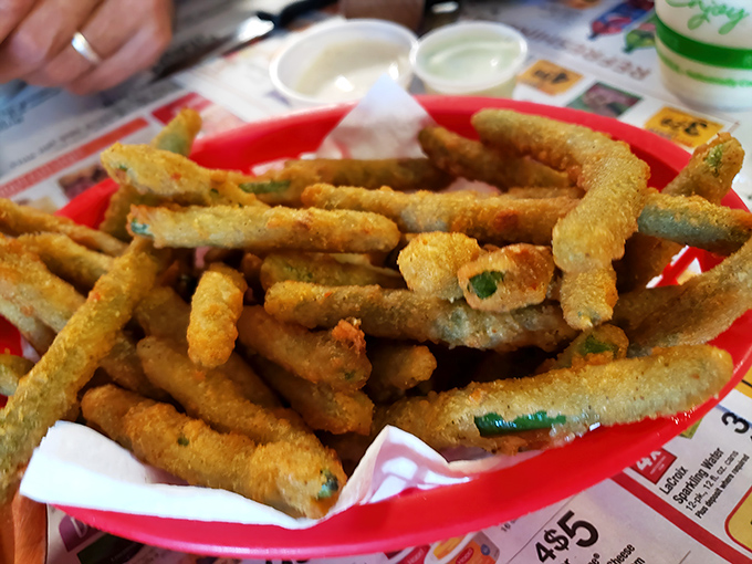 Fried green beans prove that seafood isn't the only thing they know how to transform into crispy, golden perfection.