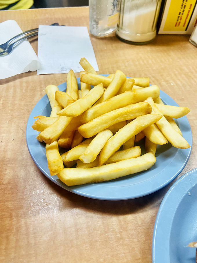 French fries done right&mdash;golden, crisp, and unpretentious. The perfect supporting cast member for the hot dog stars.