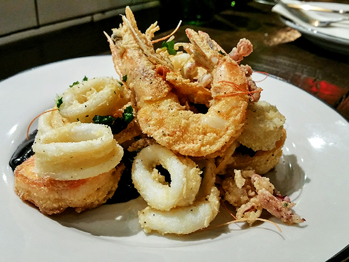 Fritto misto that delivers the perfect crunch-to-tenderness ratio. Those crispy squid rings and shrimp are basically vehicles for transporting golden batter to your mouth.