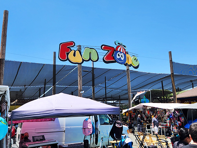 The aptly named Fun Zone delivers on its promise. Where kids drag parents, not the other way around, for a day of flea market entertainment.