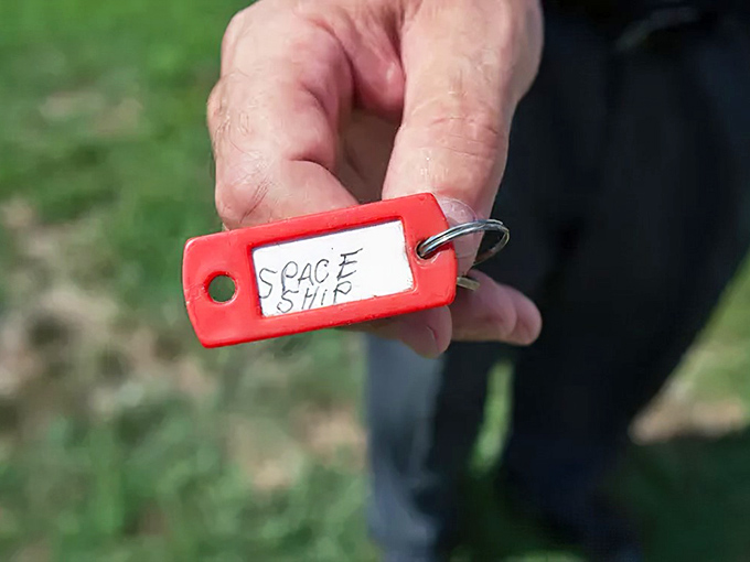 "Space Ship" &ndash; the most appropriate key tag ever created. Sometimes the simplest labels are the most accurate for truly extraordinary places.