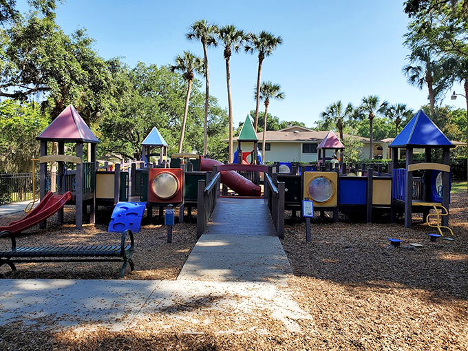 Gilbert Park's colorful playground proves that Mount Dora welcomes visitors of all ages, making it perfect for when the grandkids come to visit.
