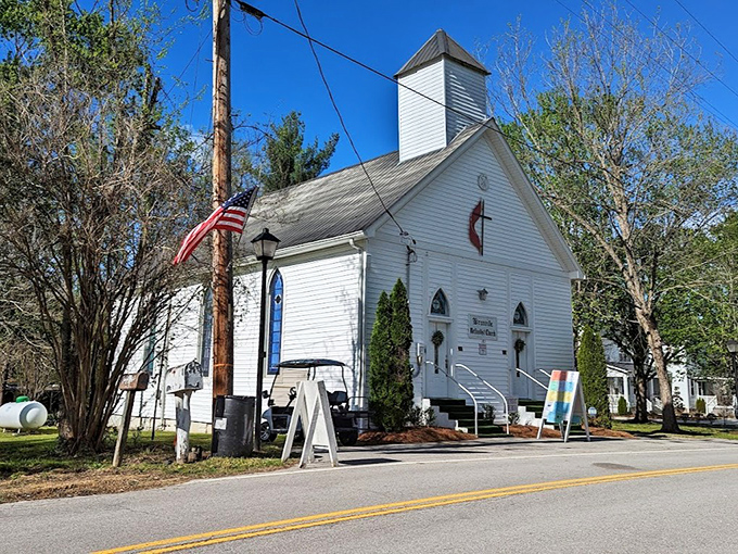 The white clapboard Methodist church stands as Granville's spiritual anchor &ndash; a timeless reminder of faith, community, and small-town values.