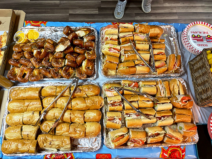 Catering trays that could solve international conflicts. Nothing brings people together like Cenzo's hoagies arranged with mathematical precision.