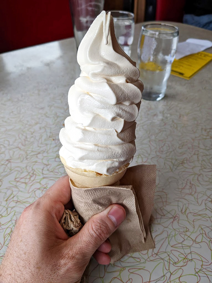 Soft-serve ice cream that defies gravity and expectations. The perfect finale to a meal that already had you planning your return visit.