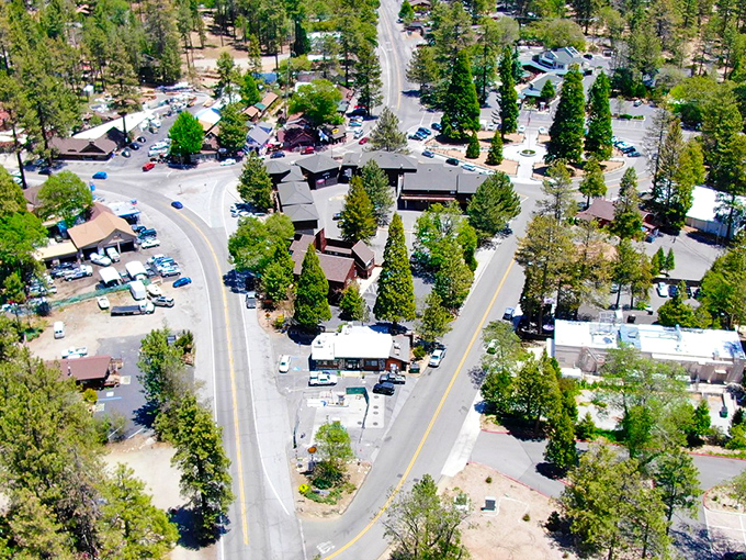 An aerial view that explains why Idyllwild feels like a secret &ndash; nestled among pines and perfectly hidden from the hustle below. Nature's version of social distancing.