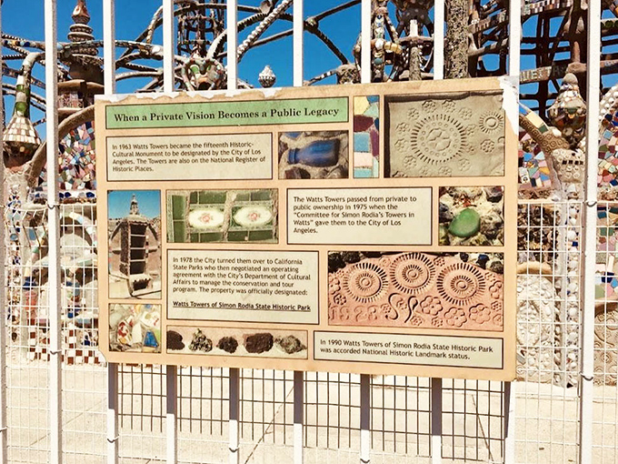 From private vision to protected landmark&mdash;this informational display traces the journey of how these towers became a national treasure.