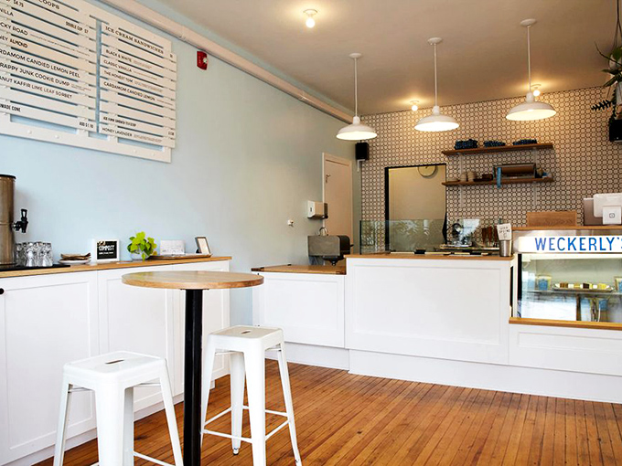 Clean lines, warm wood, and cool treats. This space feels like the living room of that friend who always knows the best places before everyone else.