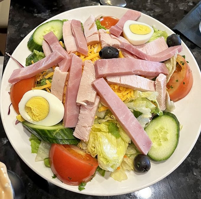 When your salad arrives looking like a delicious hat party, you know you're in good hands.