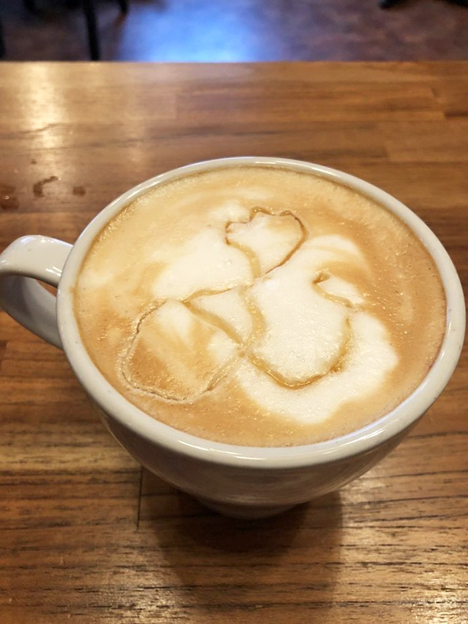 Latte art so pretty you almost don't want to drink it &ndash; almost. The heart design is the barista whispering, "Cleveland loves you back."