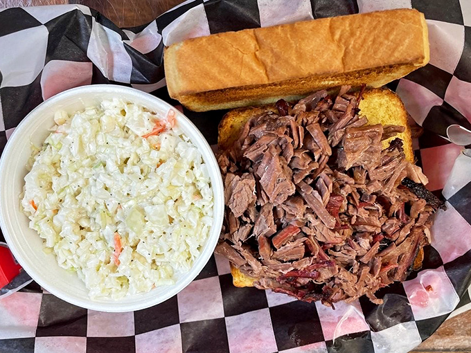 A pulled brisket sandwich that makes a compelling argument for why bread was invented in the first place &ndash; as the perfect delivery system for smoky meat.