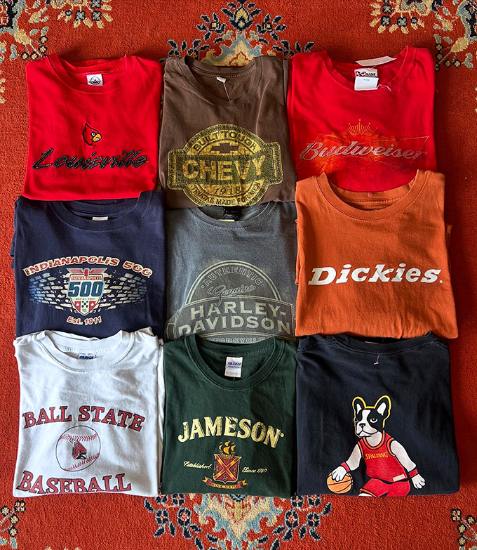 The unofficial Indiana uniform collection: Ball State pride, Indy 500 memories, and enough branded tees to start your own local history museum.