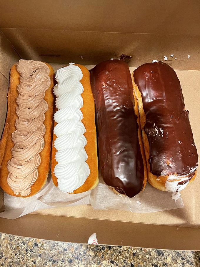 Long johns filled with cream prove that sometimes the simplest pleasures deliver the most satisfaction.