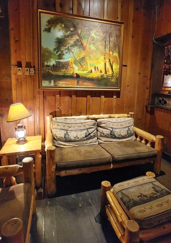 After a hearty meal, these rustic seating areas invite you to linger a while longer, perhaps contemplating a second dessert.