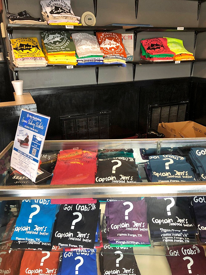 Souvenir t-shirts ask the important question: "Got Crabs?" Wear your seafood allegiance proudly, though maybe not to your next job interview.
