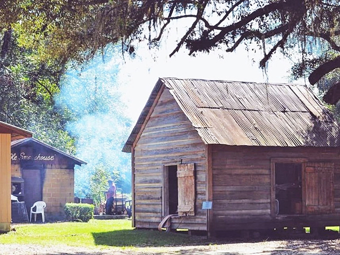 Historic outbuildings tell the story of traditional food preparation in rural North Florida.