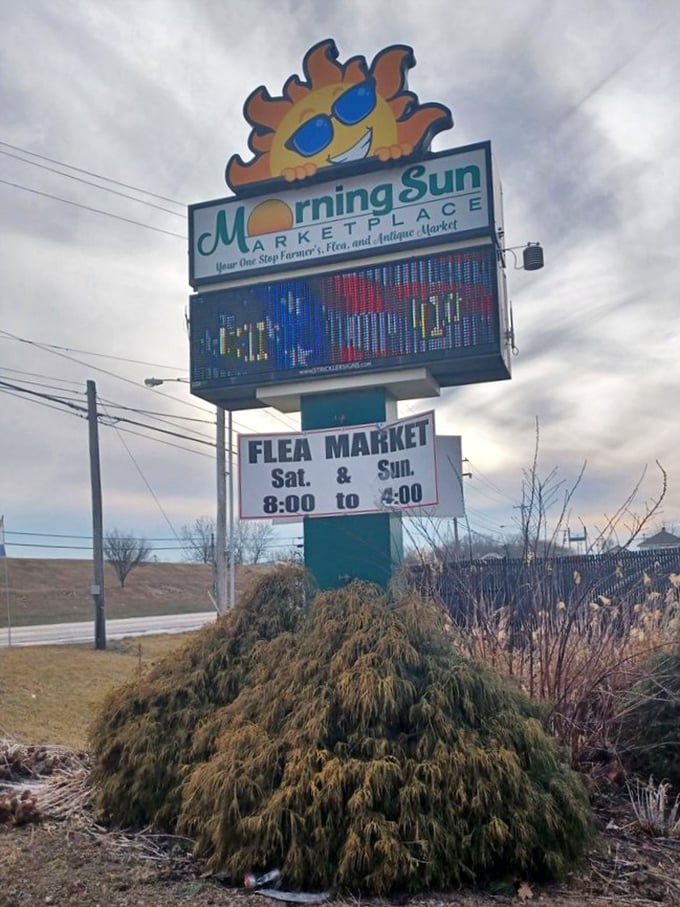 The Morning Sun sign, with its sunglasses-wearing sun, doesn't just announce a marketplace&mdash;it promises an experience where the ordinary becomes extraordinary from 8 to 5.