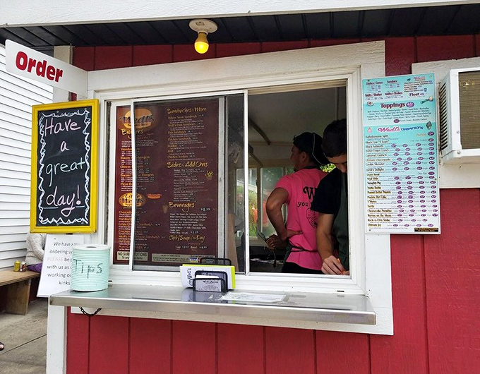 The ordering window&mdash;where dreams are spoken aloud and returned as paper-wrapped packages of burger joy just minutes later.
