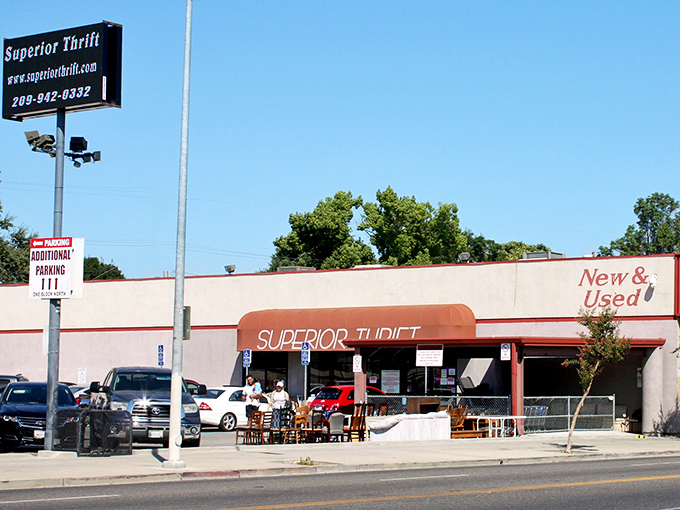 Superior Thrift's exterior view on a perfect California day. The furniture outside hints at the wonderland of possibilities within.
